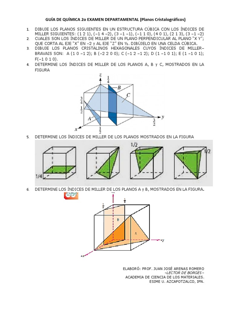 Indices de Miller - Ejercicios | PDF