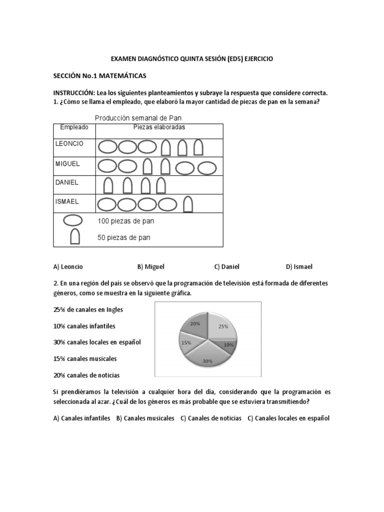 Examen Diagnóstico Quinta Sesión (Ed5) Ejercicio | PDF