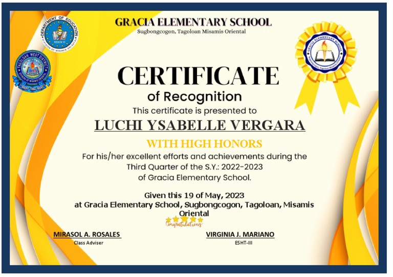 THIRD-QUARTER-CERTIFICATE-FOR-HONOR-PUPILS-EDITED-2022-2023 Magiting | PDF