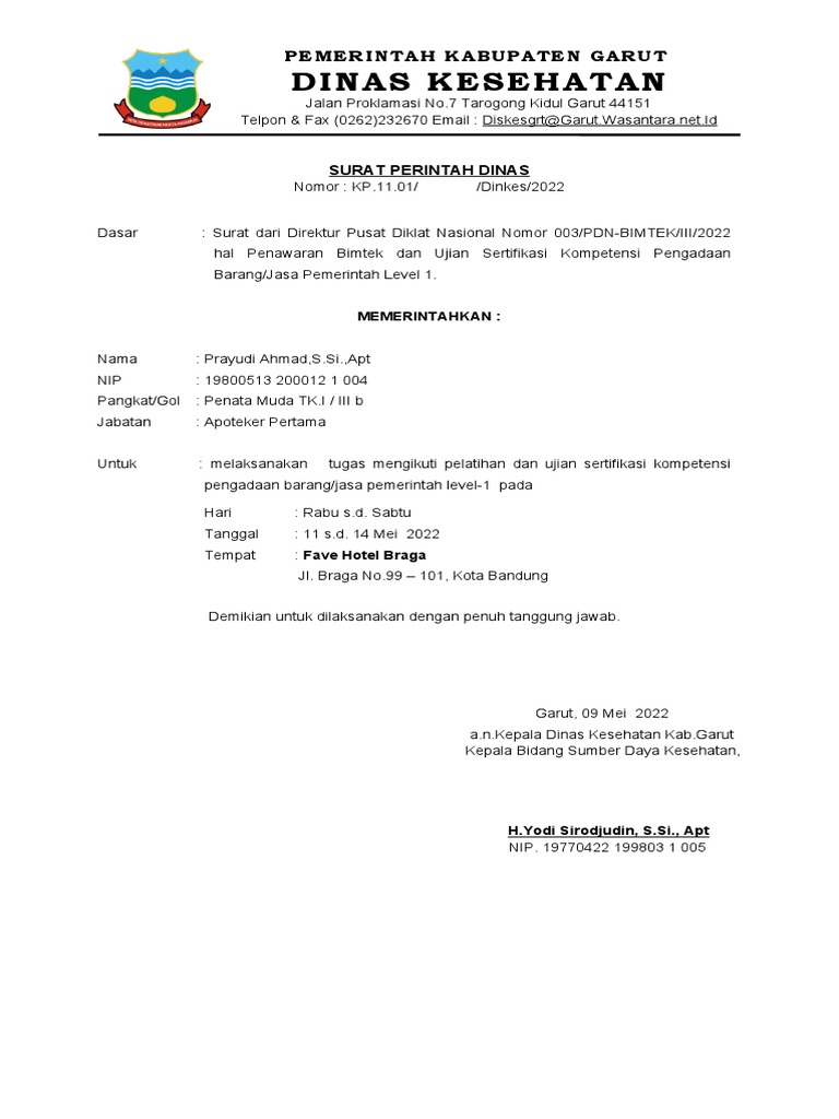 Surat Perintah Dinas Baru | PDF