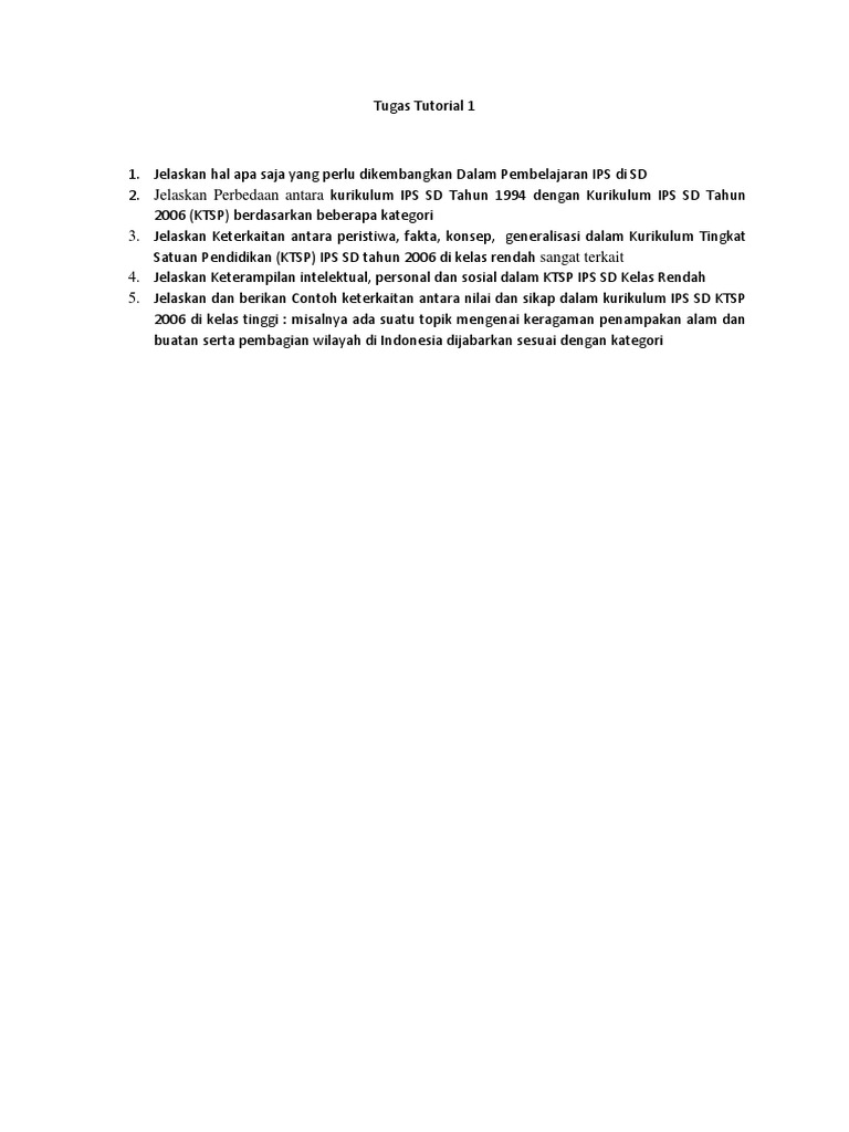 Tugas Tutorial 1 Pendidikan IPS Di SD | PDF