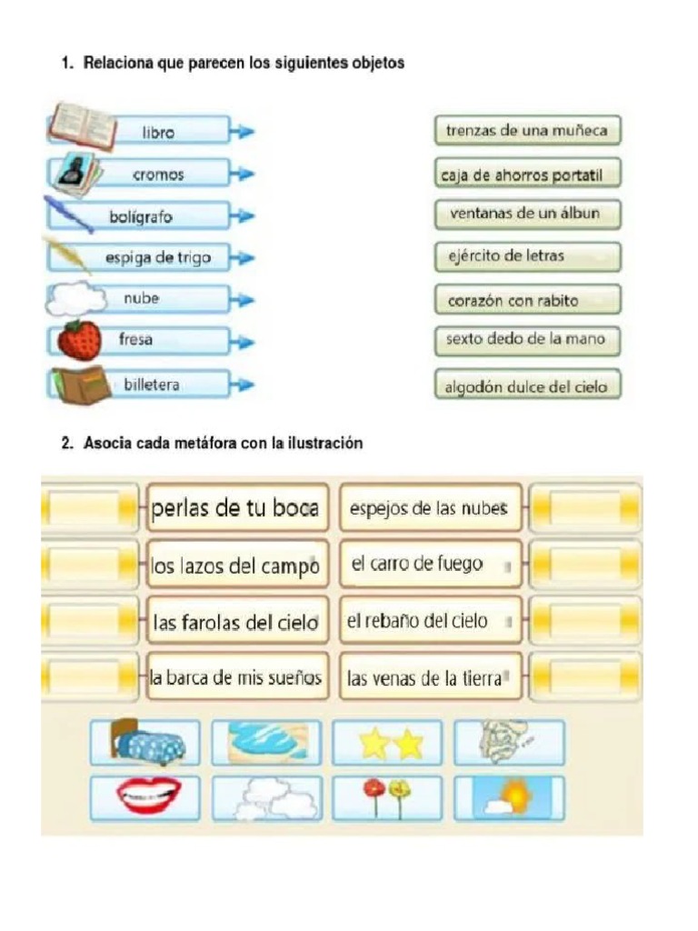 taller de simil, metafora y personificacion | PDF