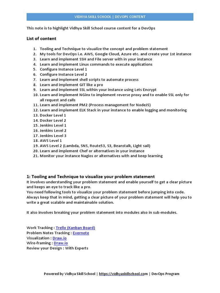 DevOps Course Overview: Vidhya Skill School | PDF | Amazon Web Services | Secure Shell