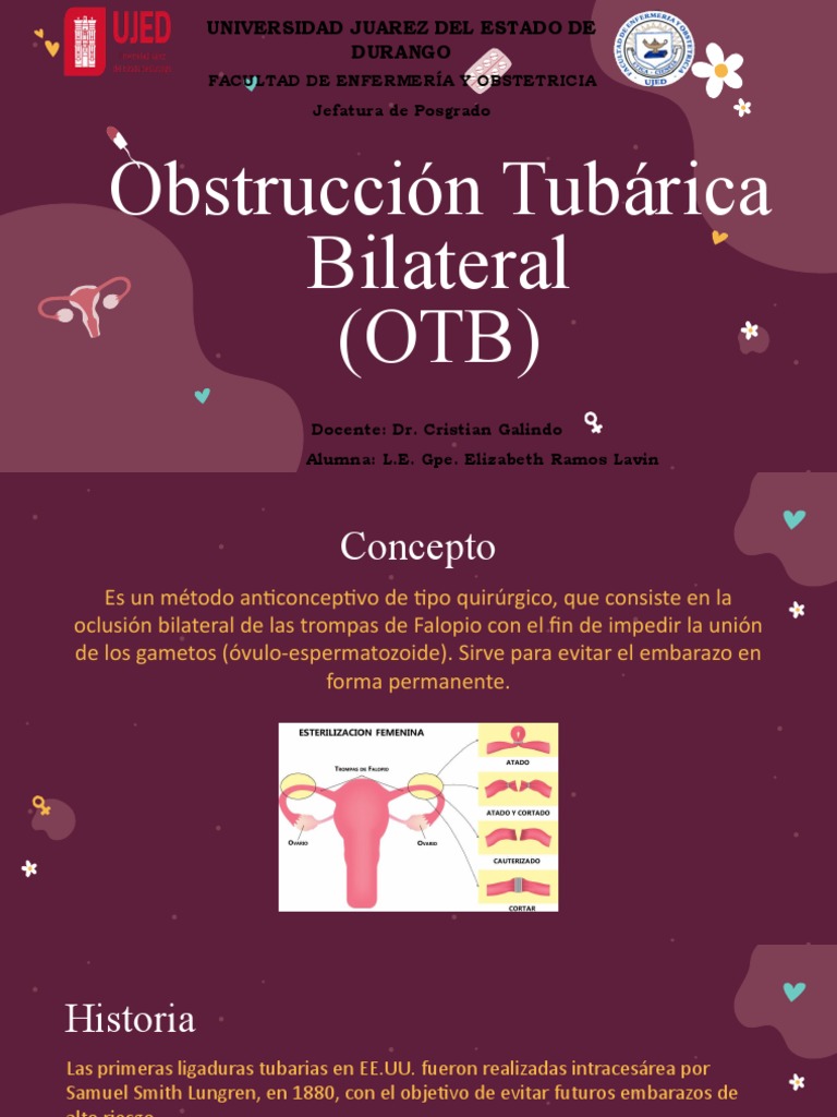 Oclusión Tubárica Bilateral: Método Anticonceptivo | PDF | Control de ...