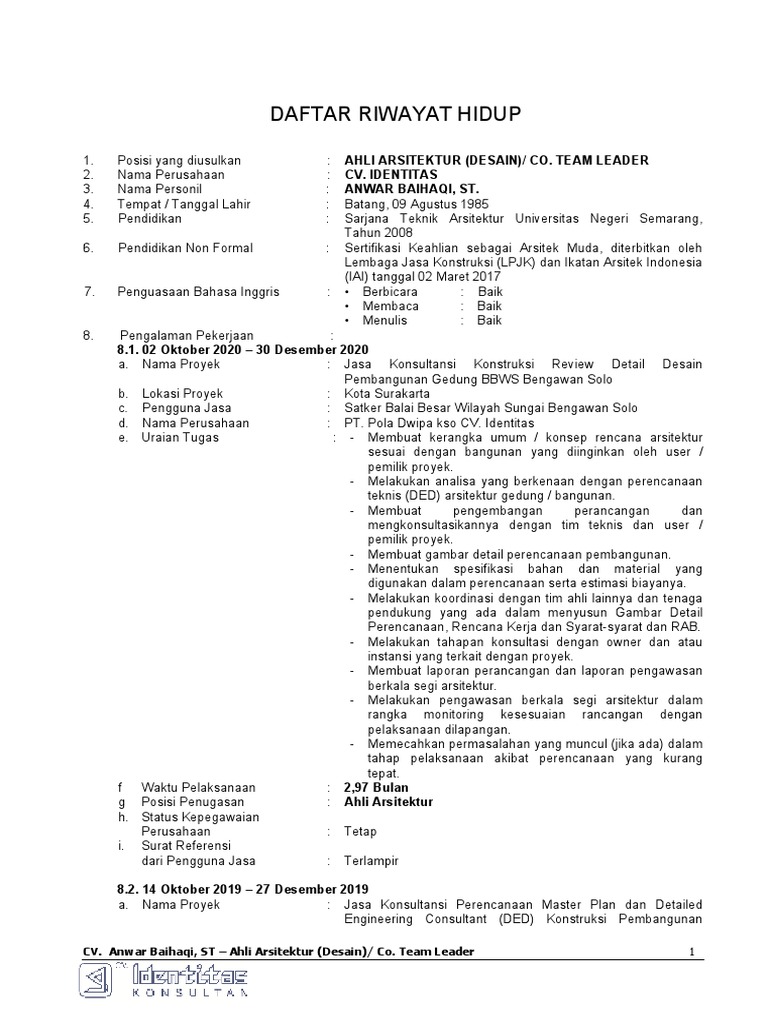 03 CV - Anwar Baihaqi | PDF