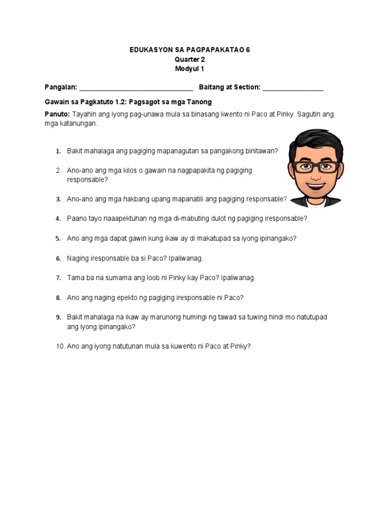 APELYIDO - ESP 6 - Quarter 2 - Modyul 1 - Gawain Sa Pagkatuto Bilang 1. ...