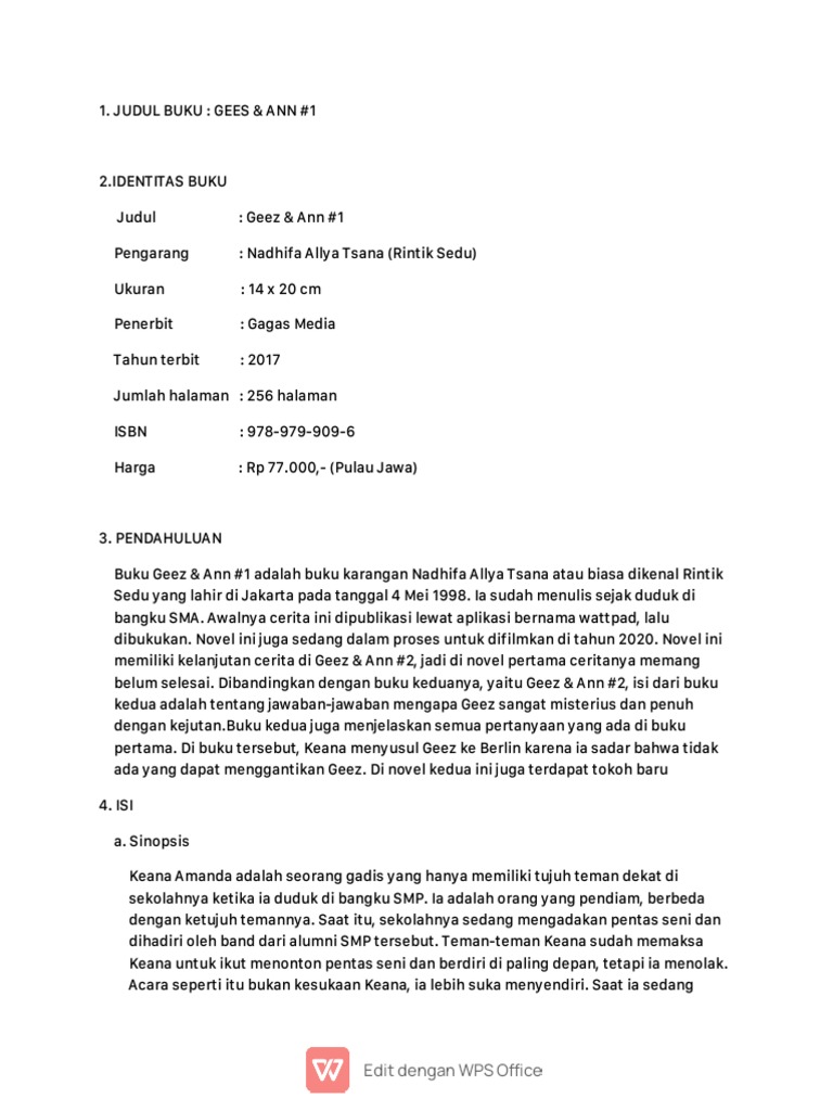 Resensi Buku Geez Dan Ann Pdf