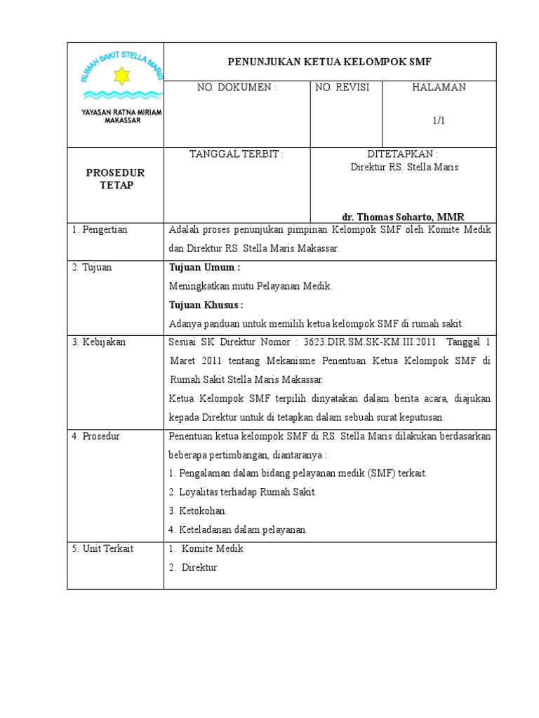 SOP Penunjukan Ketua SMF | PDF