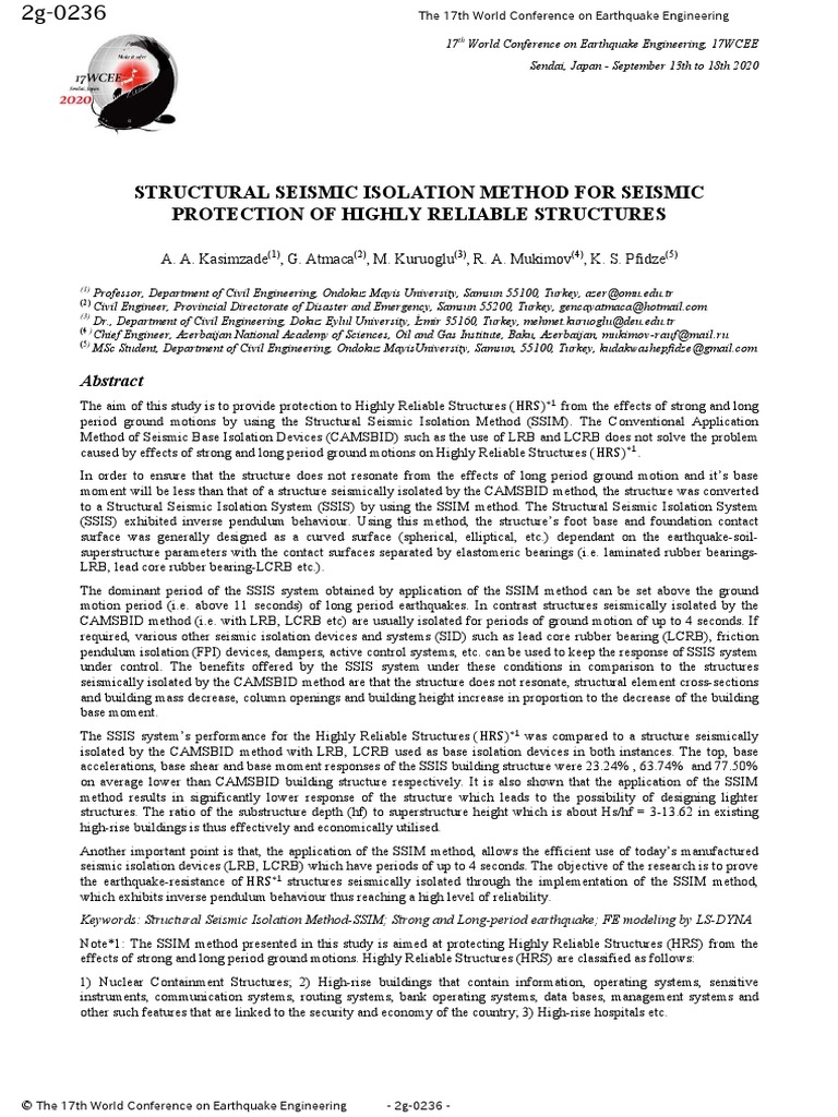 Structural Seismic Isolation Method For Seismic | PDF | Earthquake ...