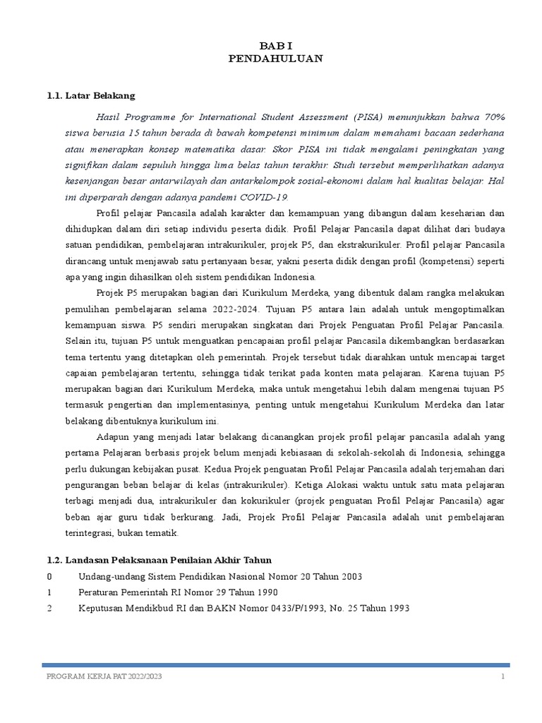 Program Kerja Pat 20222023 | PDF