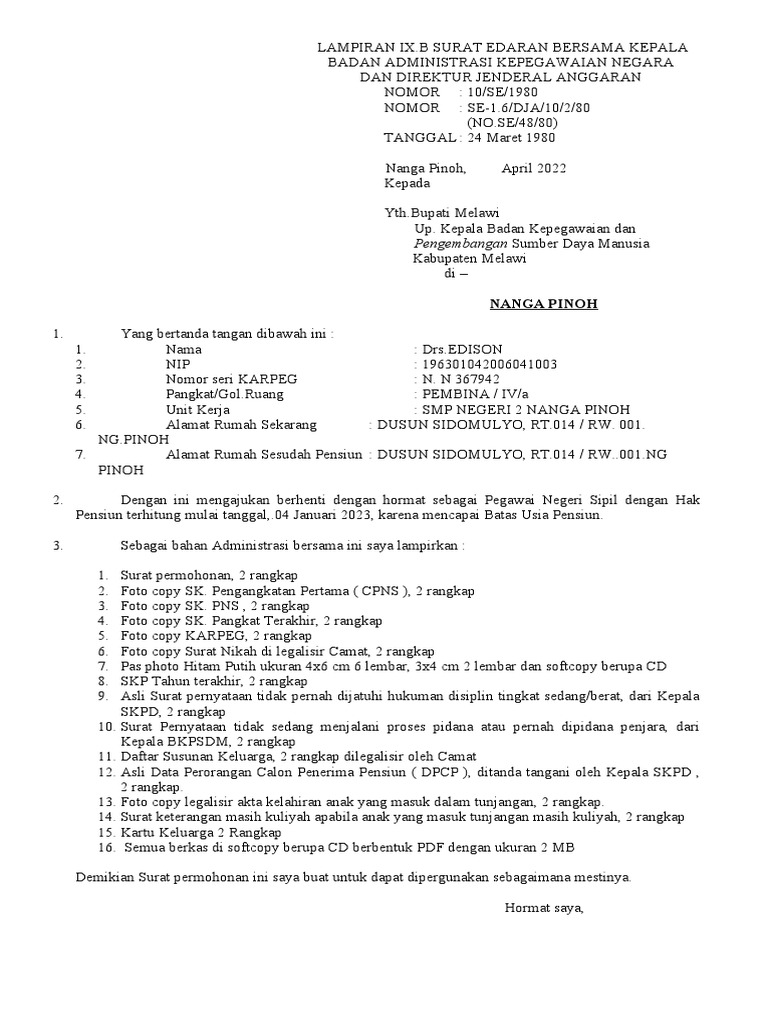 Syarat Pensiun BUP | PDF