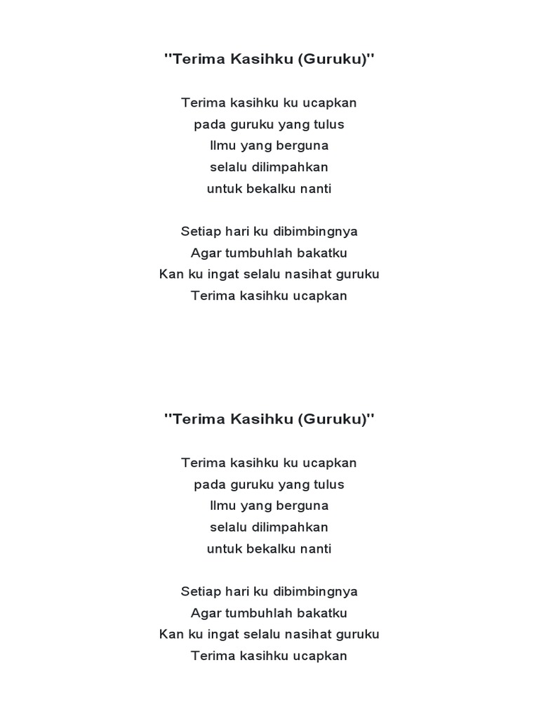 Lirik Lagu Terima Kasihku | PDF