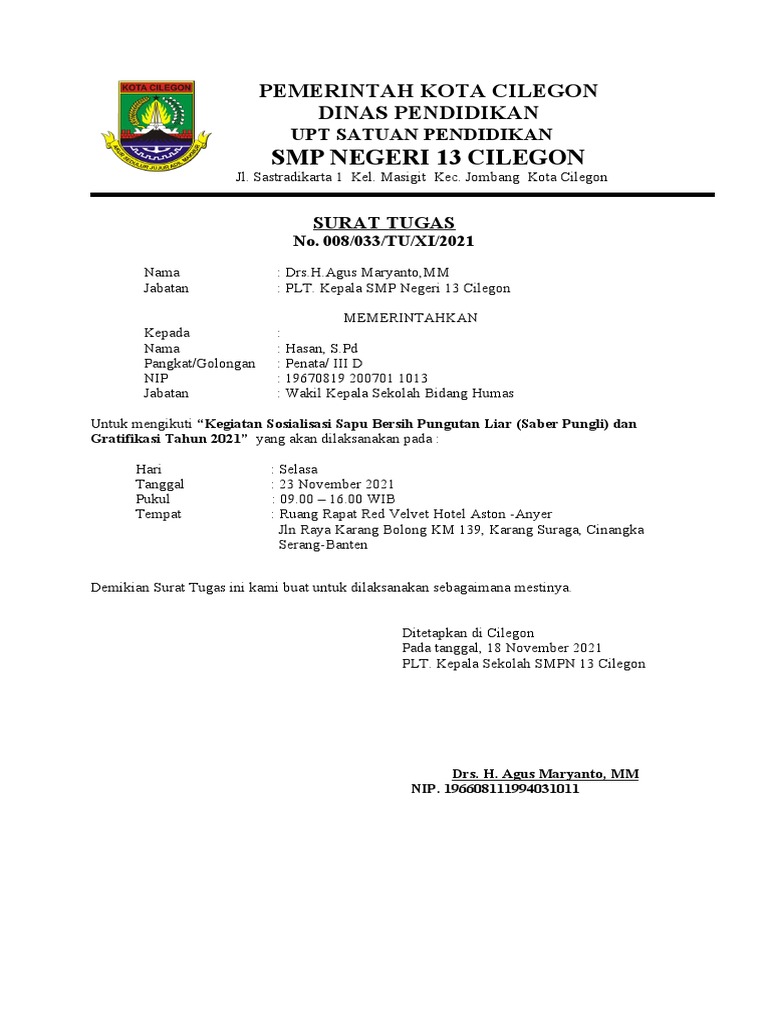 033 Surat Tugas Waka Humas Saber Pungli | PDF