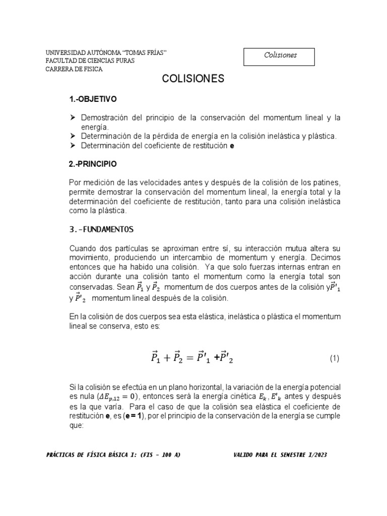 10_COLISIONES | PDF | Elasticidad (Física) | Cantidad