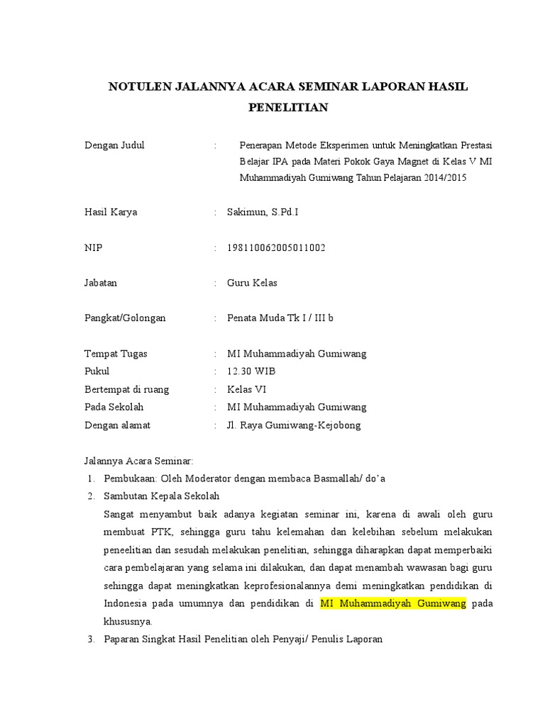 Contoh Notulen Seminar | PDF