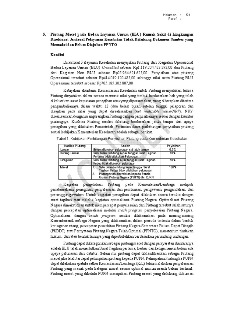 Konsep TP - Piutang PPNTO Ditjen Yankes | PDF | Pengelolaan Keuangan & Uang