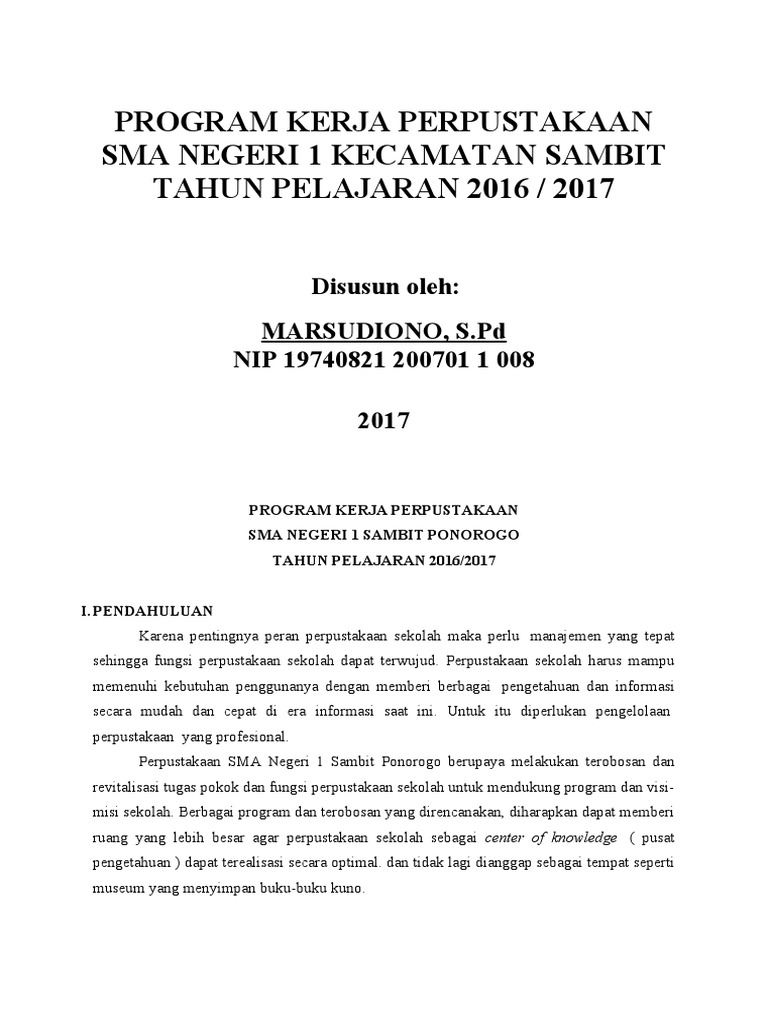 Program Kerja Perpustakaan | PDF