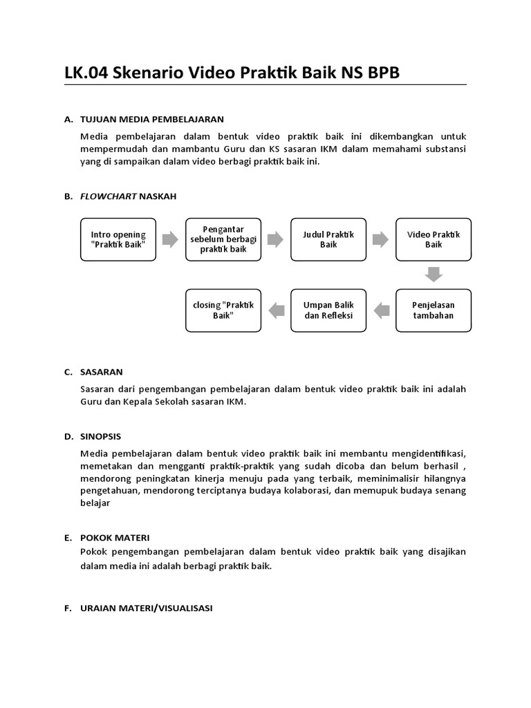 LK.04. - Skenario Video Praktik Baik - NS BPB | PDF