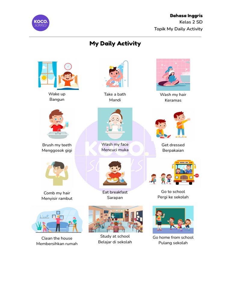 Revision Note - Bahasa Inggris Kelas 2 - Topik My Daily Activity | PDF