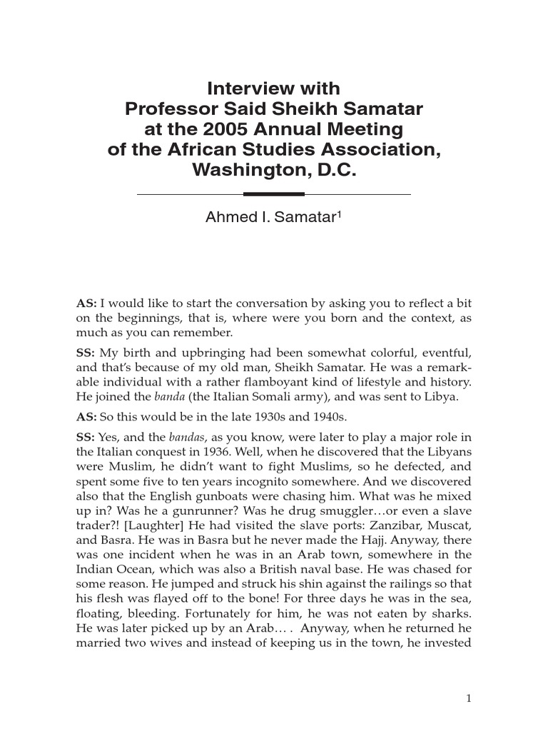 Interview With Professor Said Sheikh Samatar | PDF