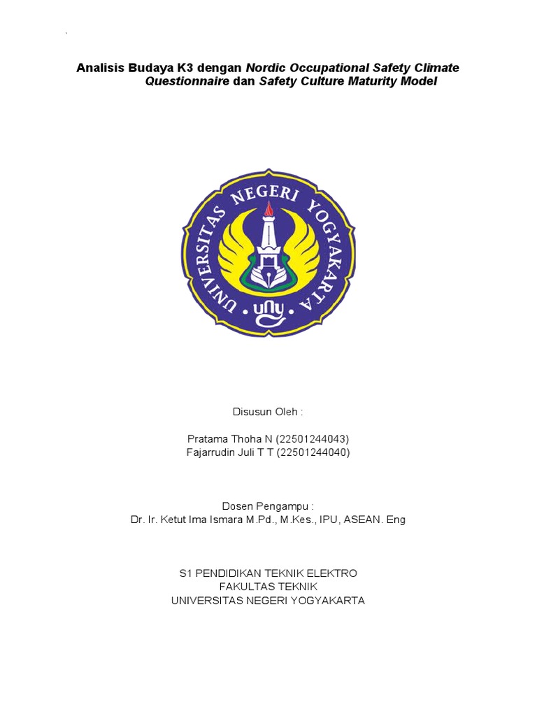 Analisis Budaya K3 Dengan Nordic Occupational Safety Climate ...