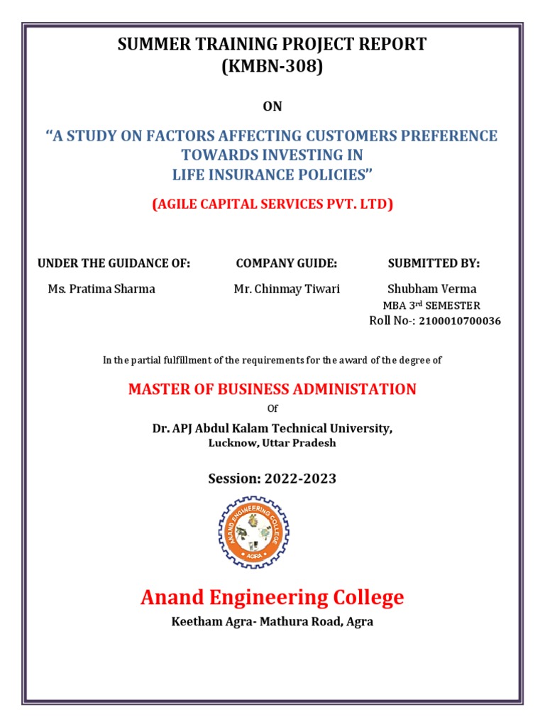 Shubham Verma Final | PDF | Investment Fund | Insurance