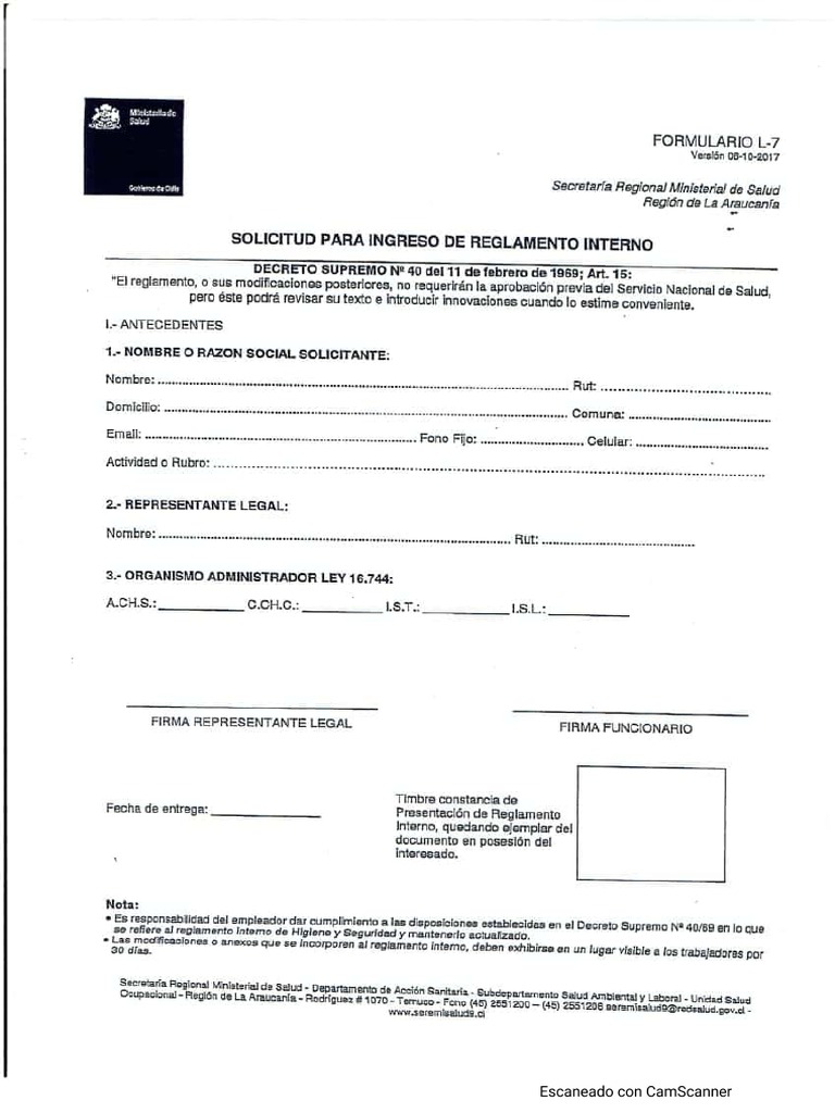 Formulario Seremi | PDF