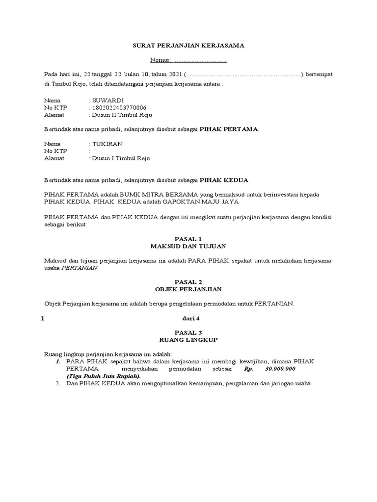 MOU BUMDES Sample | PDF