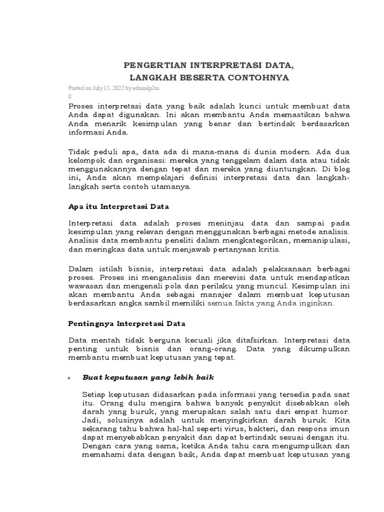 Proses dan Pentingnya Interpretasi Data | PDF