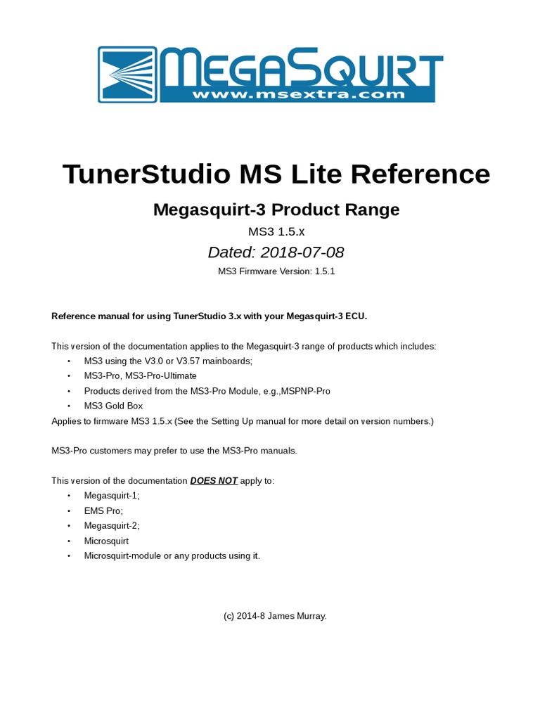 Megasquirt3 TunerStudio MS Lite Reference-1.5 | PDF | Fuel Injection ...