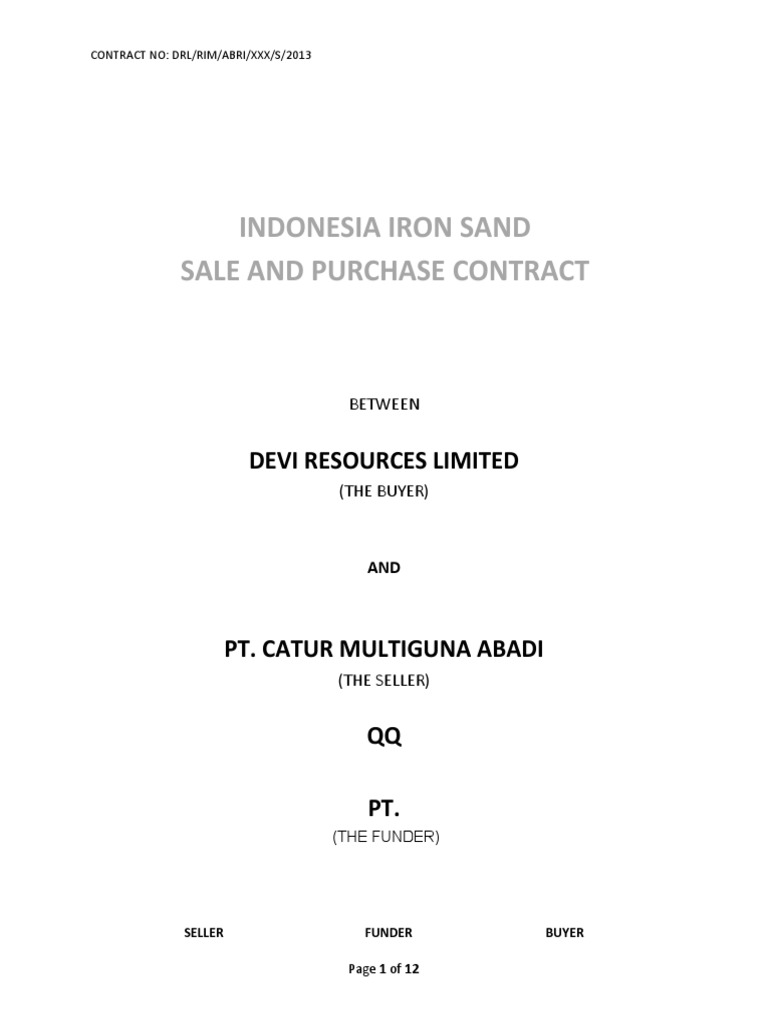 Iron Sand Contract of Agreement (Revised PT. CATUR MULTIGUNA ABADI) | PDF | Letter Of Credit | Cargo