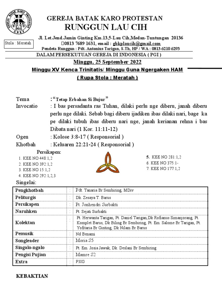 Kebaktian Minggu Kenca Trinitatis | PDF