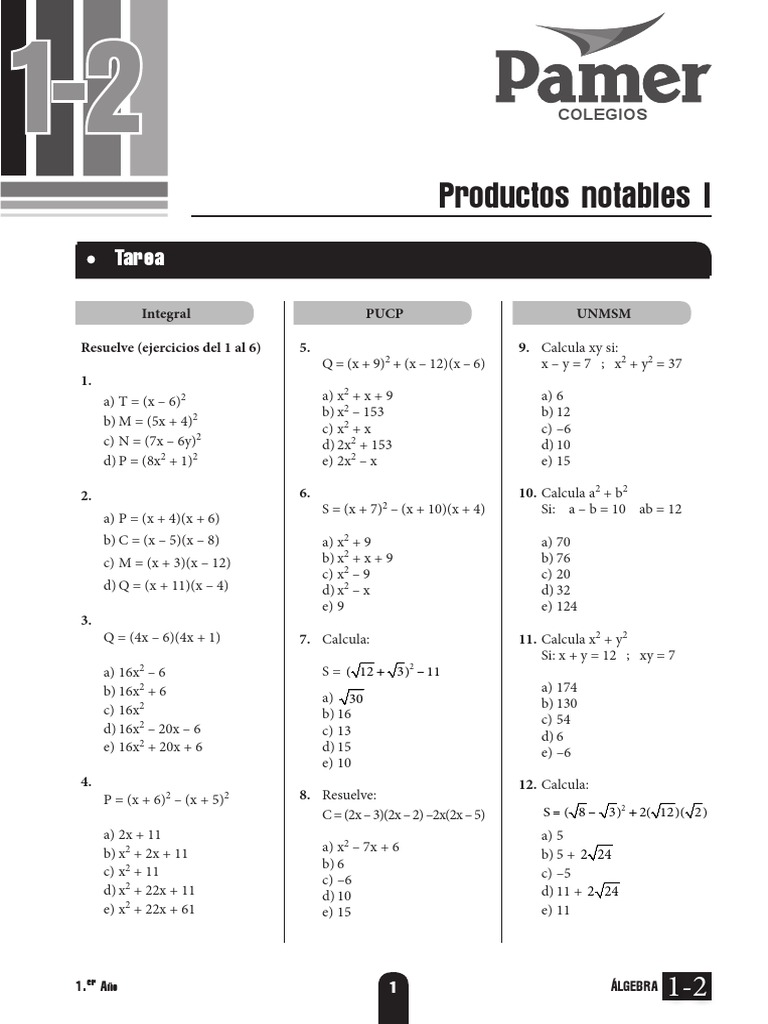 08 - Tarea Álgebra | PDF