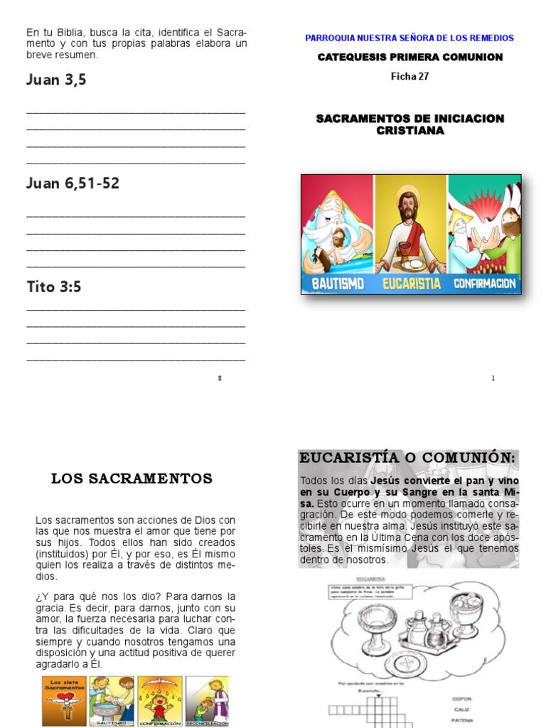 Ficha 27 Sacramentos Iniciación Cristiana | PDF | Confirmación | eucaristía