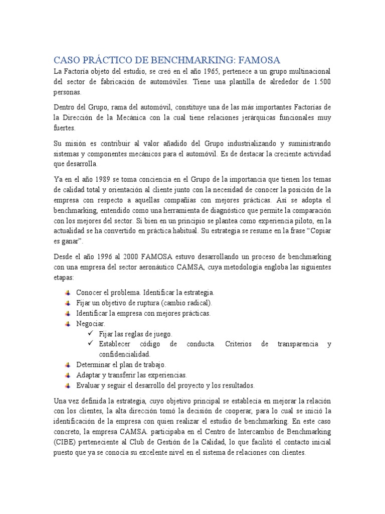 Caso Práctico de Benchmarking | PDF | Benchmarking | Evaluación