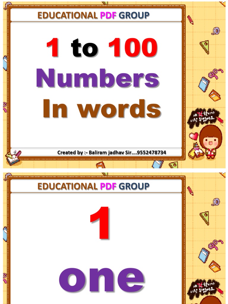 1 To 100 Numbers in Words | PDF