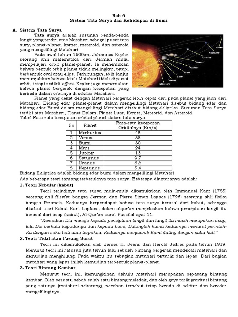 Bahan Ajar Bab 6 Sistem Tata Surya | PDF