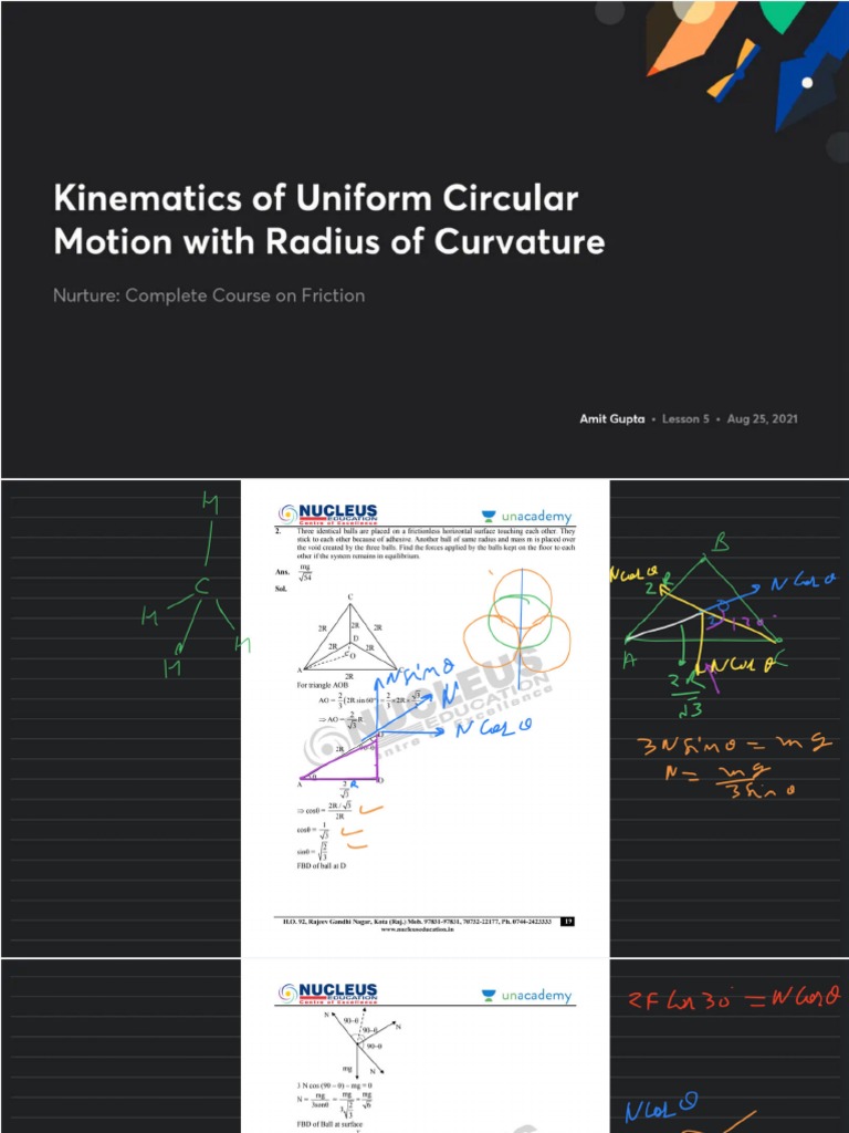 Kinematics of Uniform Circular Motion With Radius of Curvature With ...