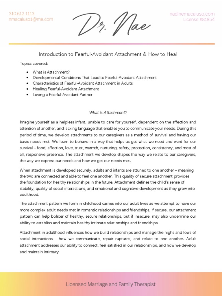 Introduction To Fearful Avoidant Attachment & How To Heal | PDF | Attachment Theory | Intimate ...