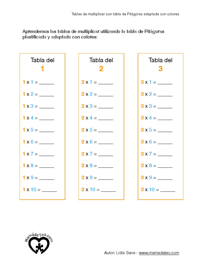 Tablas Multiplicar Colores | PDF