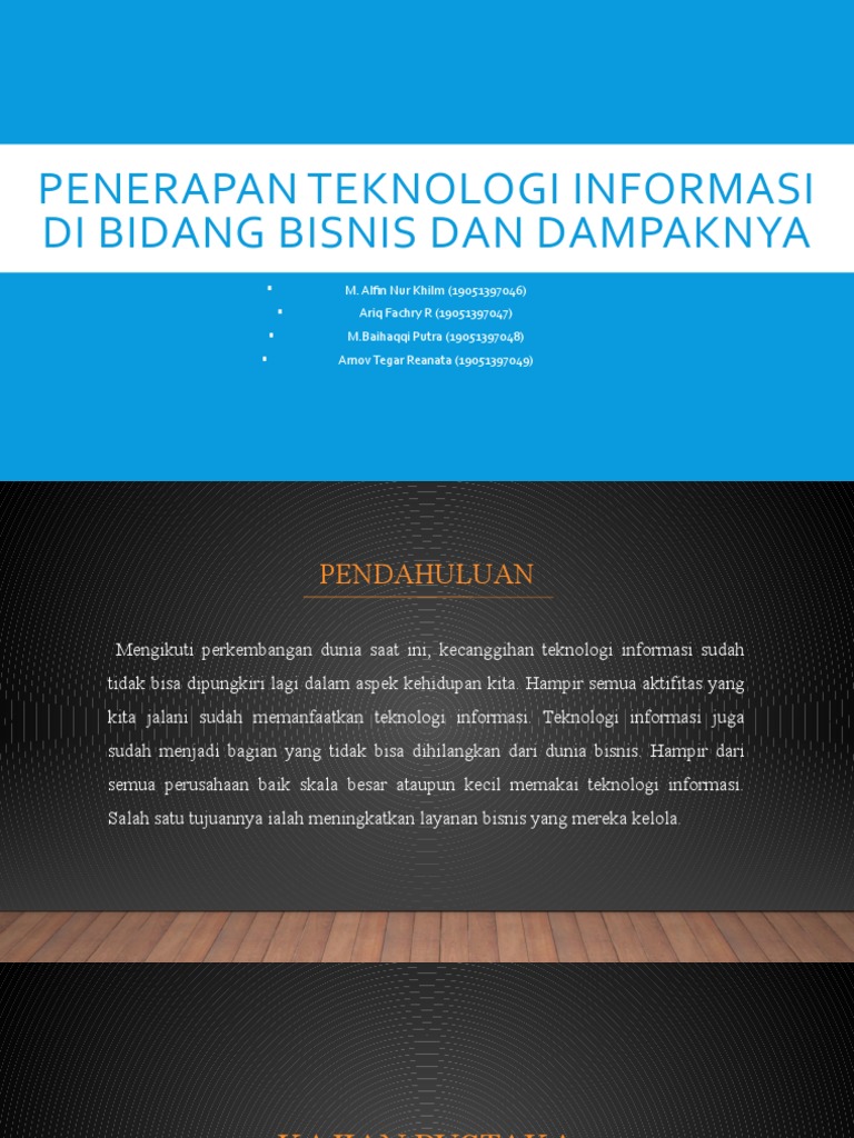 Penerapan Teknologi Informasi Di Bidang Bisnis Dan Dampaknya | PDF