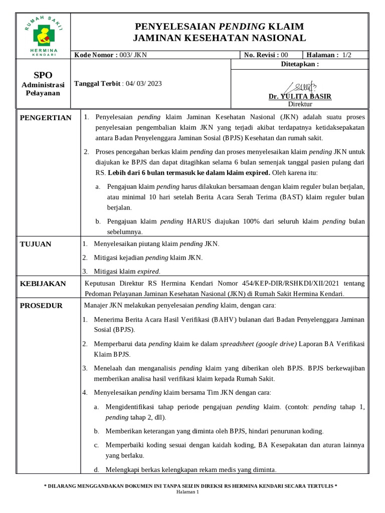Penyelesaian Pending Klaim | PDF