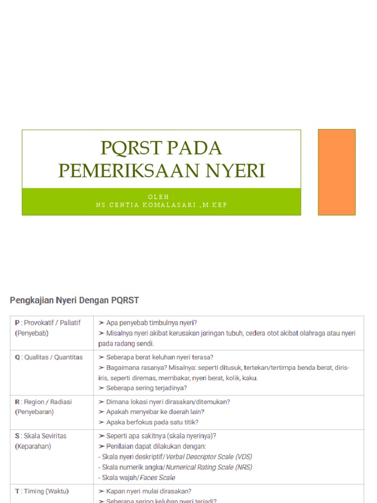 Pemeriksaan Skala Nyeri & PQRST | PDF