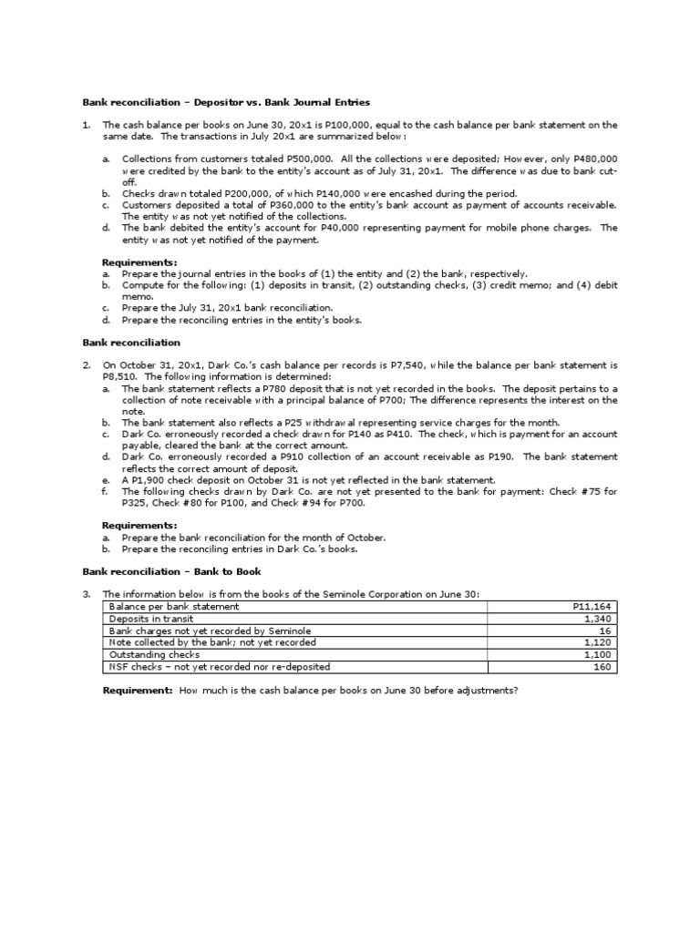 Chapter 3 Bank Reconciliation Pdf Banks Deposit Account