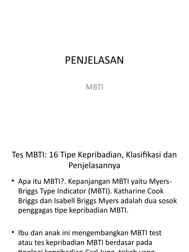 Penjelasan Mbti | PDF