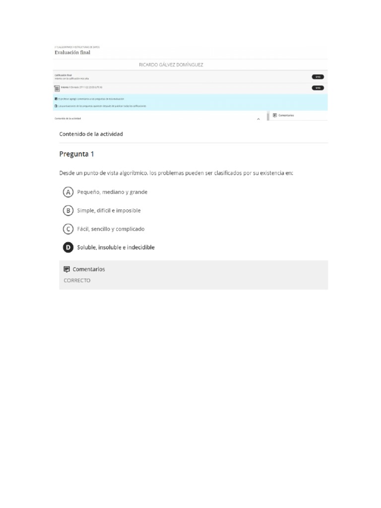Evaluación Final Algoritmos Y Estructuras De Datos Pdf