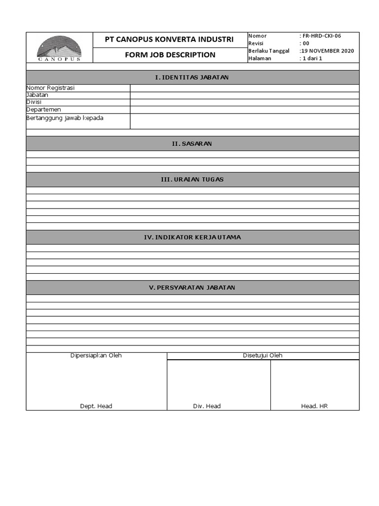 FR-HRD-CKI-06 Job Description Rev 3 OK | PDF