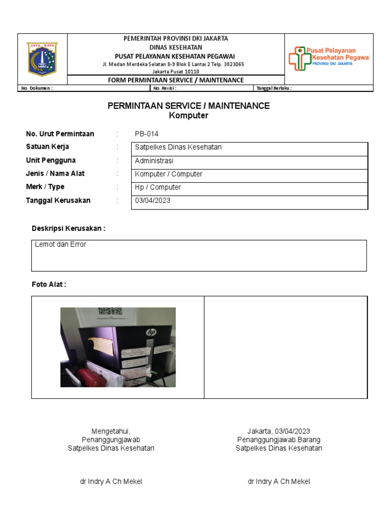 Permintaan Service | PDF