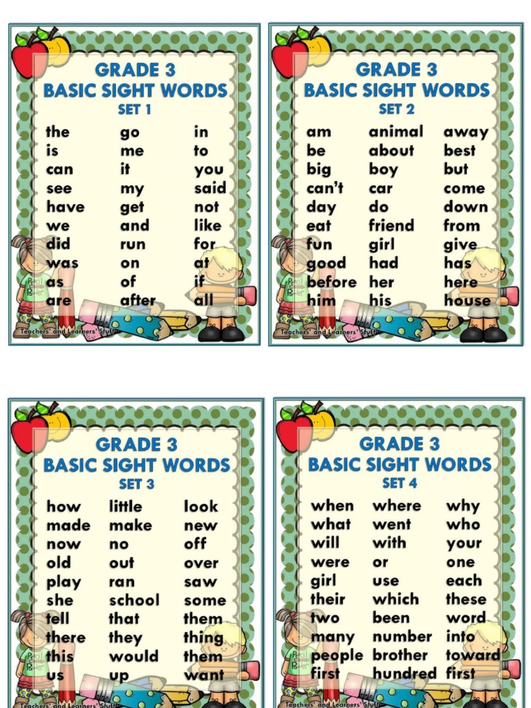 Basic Sight Words | PDF