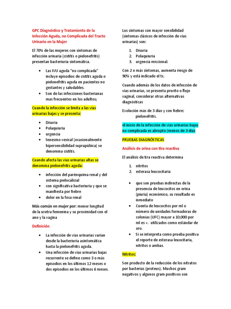 GPC Varias Diagnóstico y Tratamiento de La Infección Aguda IVUS | PDF ...